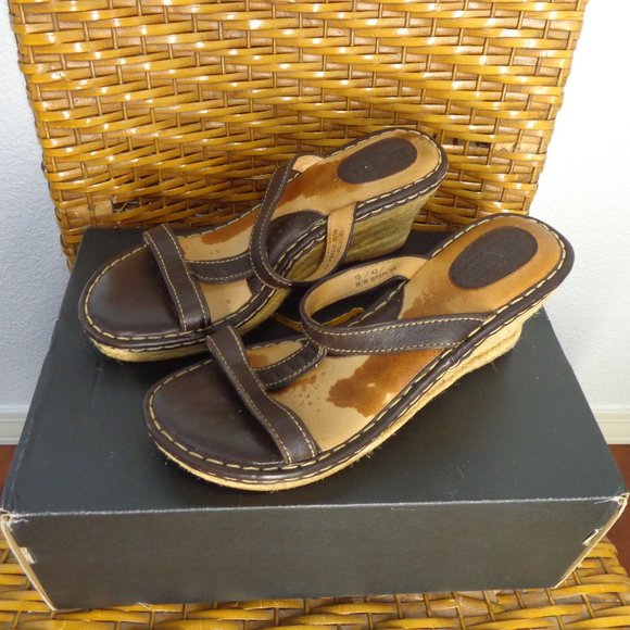 Born | Shoes | Born Women Size Brown Leather Espadrille Platform Wedge ...